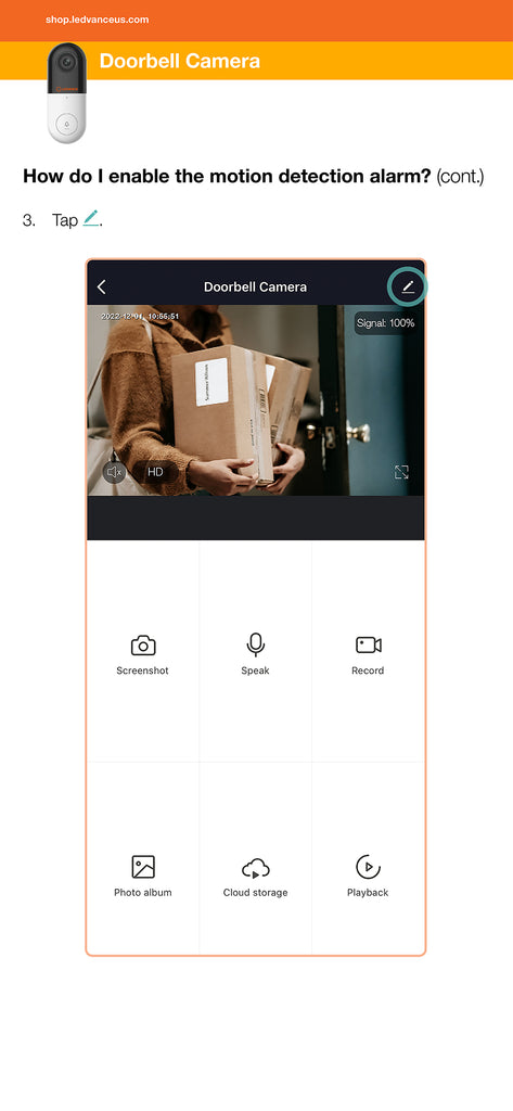 Doorbell Camera: How do I enable the motion detection alarm?