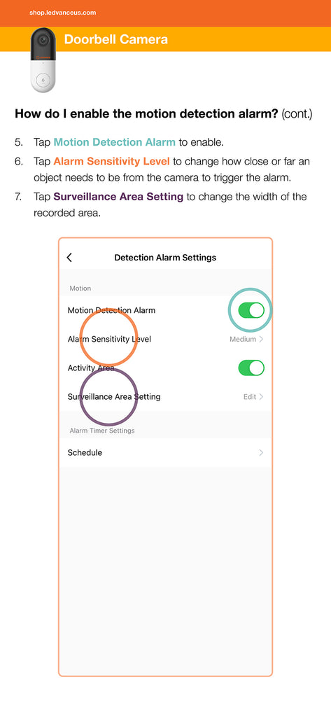 Doorbell Camera: How do I enable the motion detection alarm?