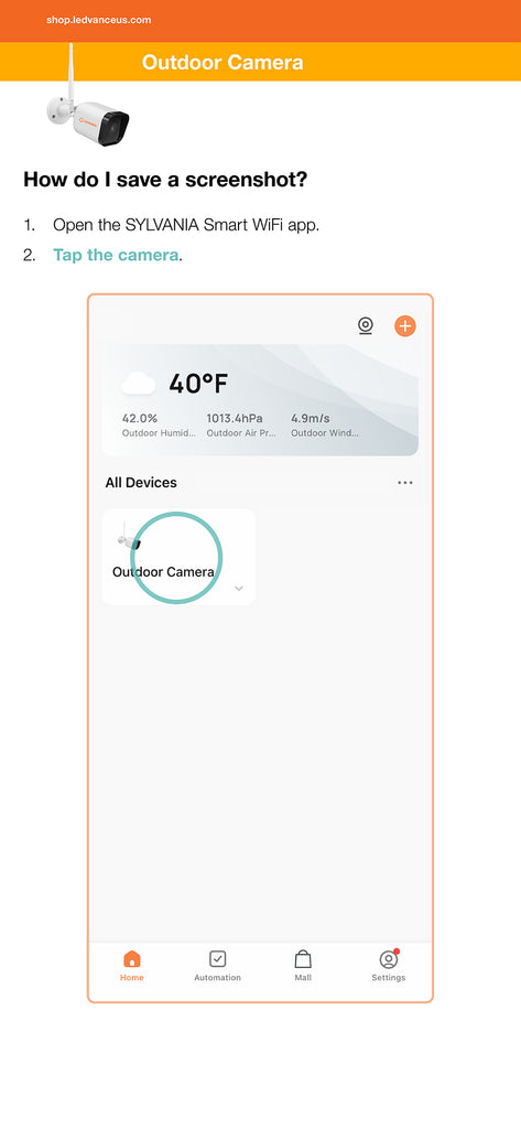 Outdoor Camera: How do I save a screenshot?