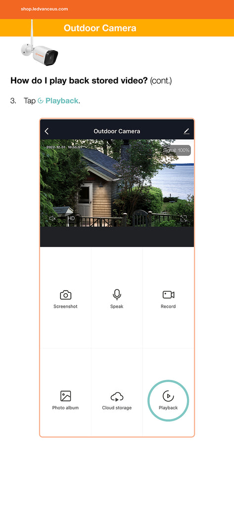 Outdoor Camera: How do I play back stored video?