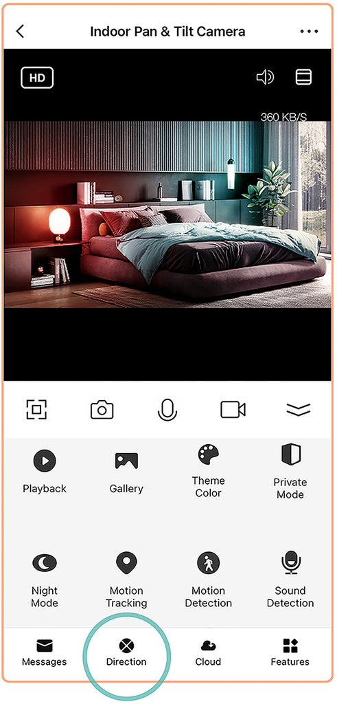 Indoor Pan & Tilt Camera: How do I control the camera direction?