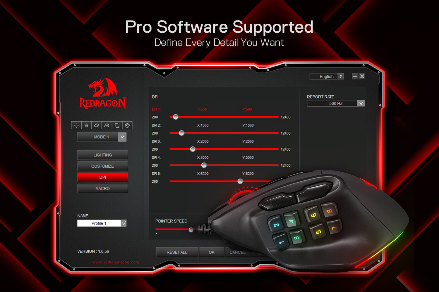 Redragon M612 Predator Rgb Gaming Mouse 8000 DPI Wired Optical With 11 ...