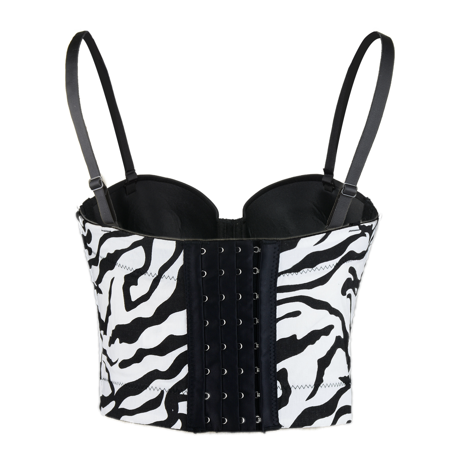 ELLACCI Zebra Pattern Bustier Crop Top Sexy Women's Club Party Corset ...