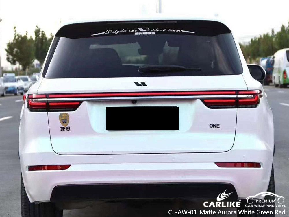 Envoltura de vinilo de color blanco aurora mate a rojo verde para automóvil