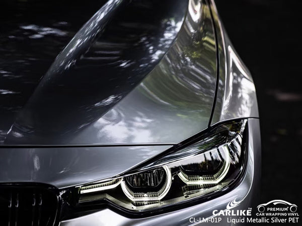 Liquid metallic silver car wrap vinyl in PET air release paper