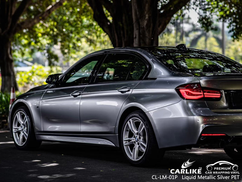 Liquid metallic silver car wrap vinyl in PET air release paper