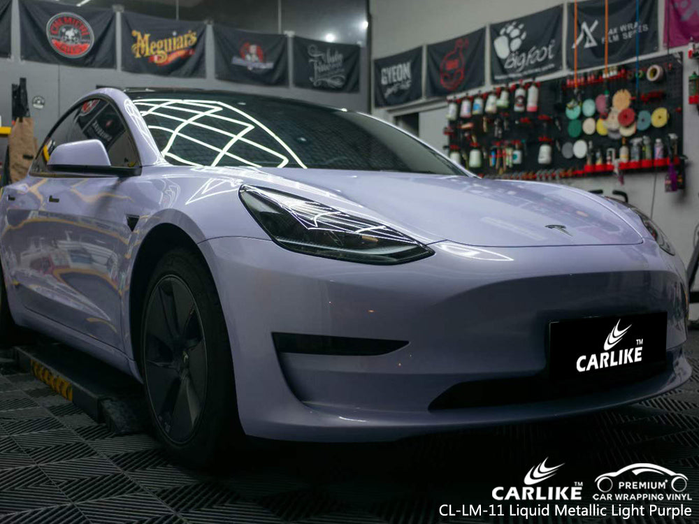 Liquid metallic light purple vinyl wrap for Tesla