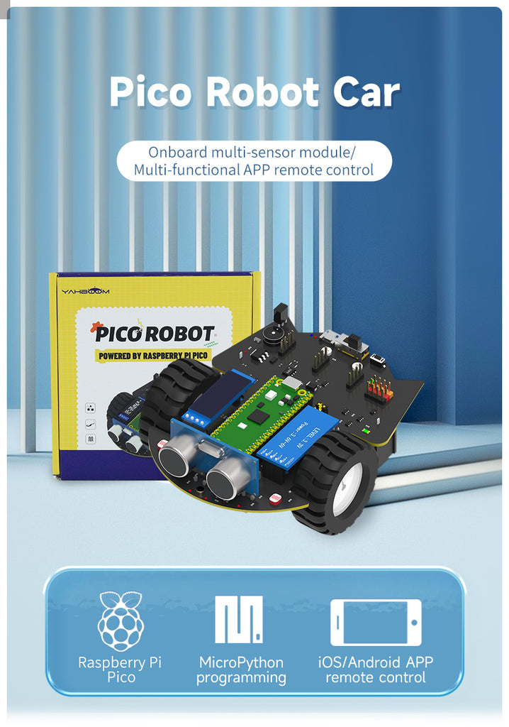 Yahboom Raspberry Pi Pico Car Robot Kit Adopt Micropython Programming