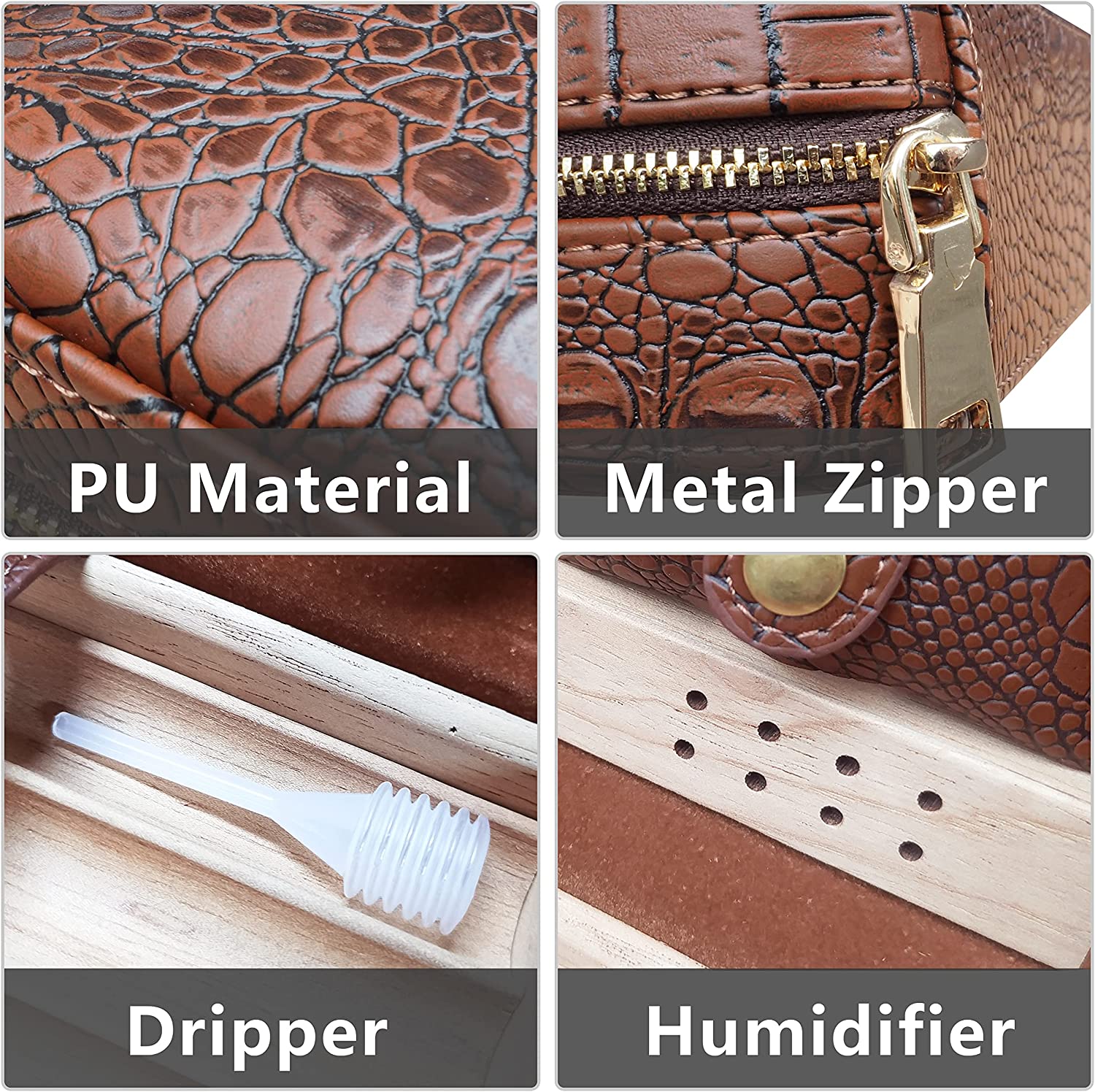 Cigar Travel Humidor | Portable Briefcase Wrapper Cedar Wood Leather ...