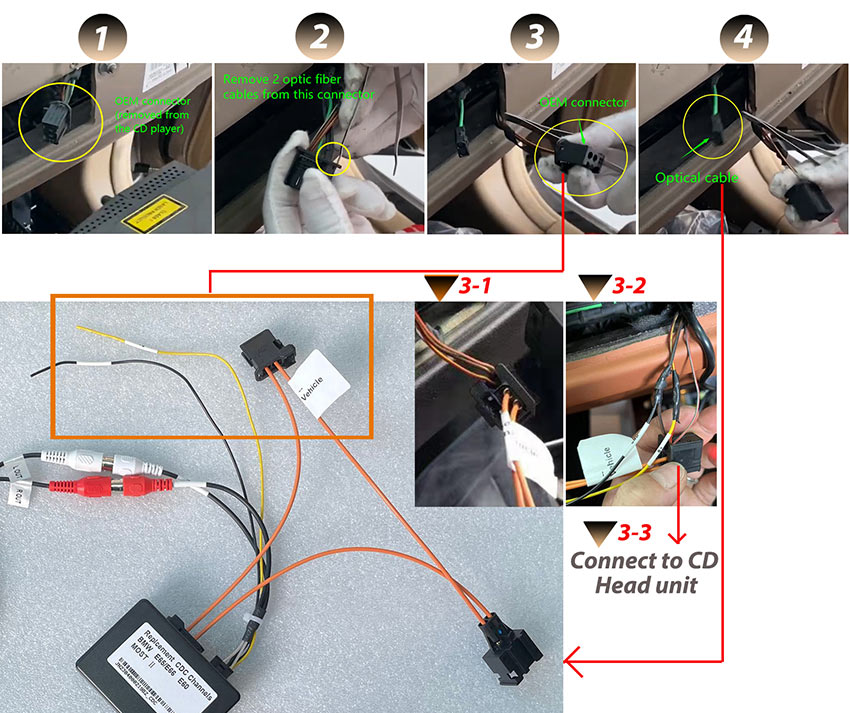 BMW 7 Series E65 E66 CDC Simulate Optical Fiber Box for BMW E65 AUX Ad ...