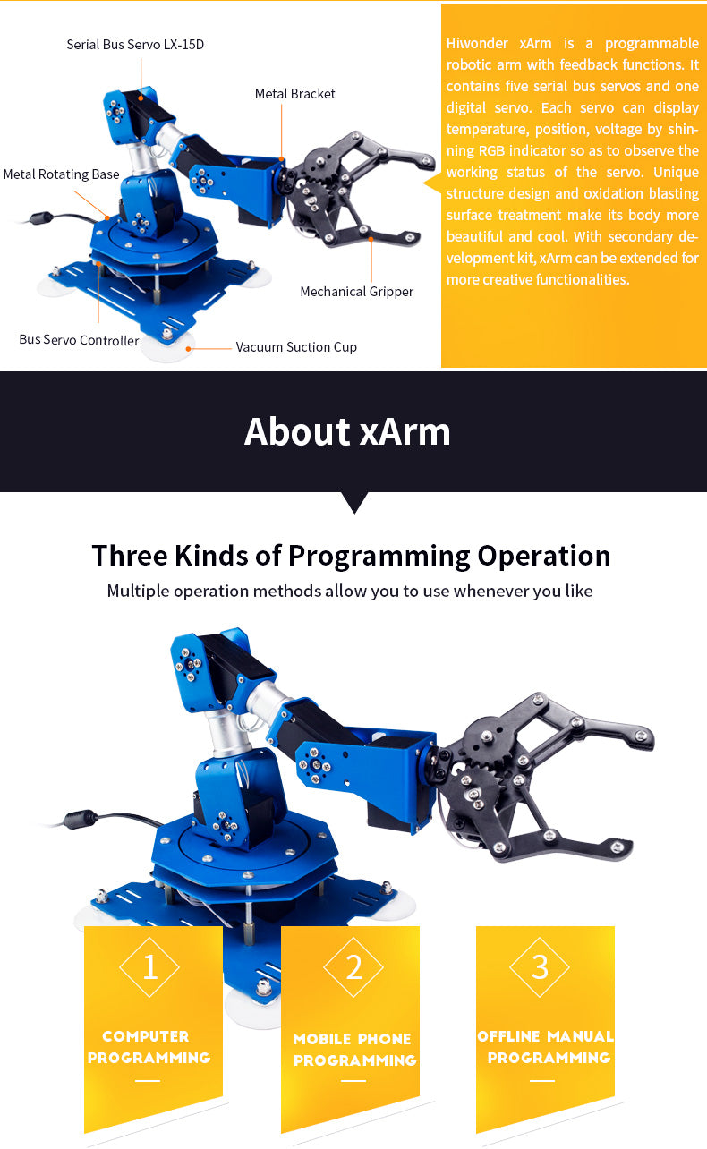 xArm: Hiwonder 6DOF Bus Servo Programming Robotic Arm xArm: Hiwonder 6DOF Bus Servo Programming Robotic Arm