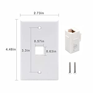 Ethernet Wall Jack Cat6 1 Port UL-Listed VCELINK 2-Pack | VCELINK
