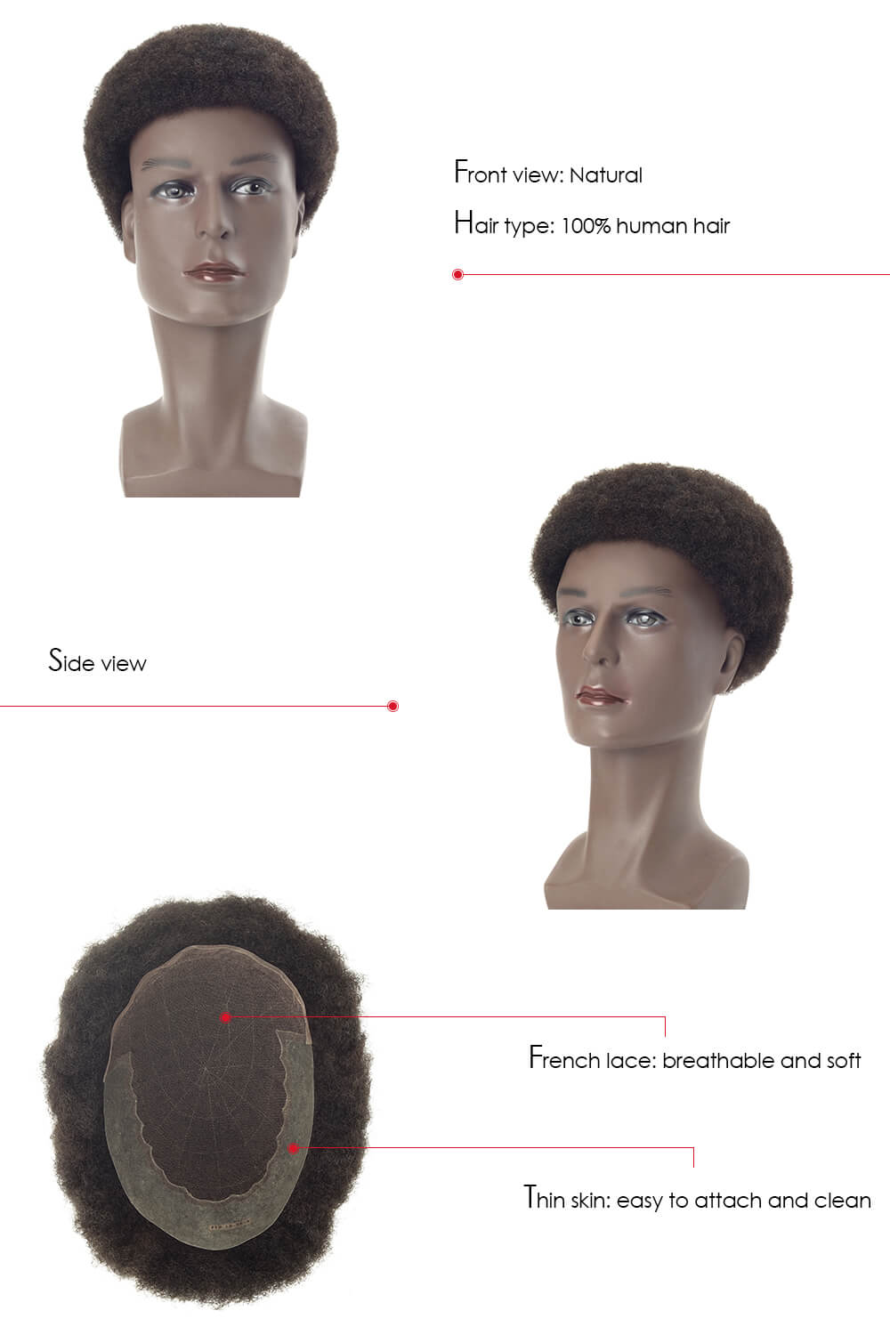 Hair Pieces for African Americans with Lace Front and Skin Back and Si ...
