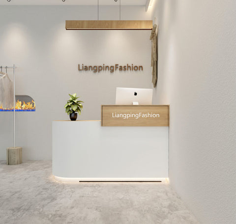 Simple White Wooden Reception Desk for Retail Store Manicure Spa Cloth ...