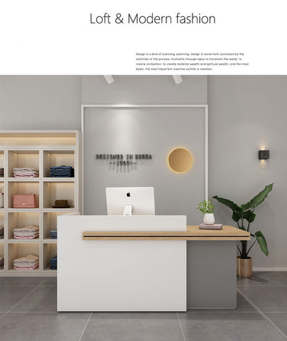 Simple White Wooden Reception Desk for Retail Store Manicure Spa Cloth ...