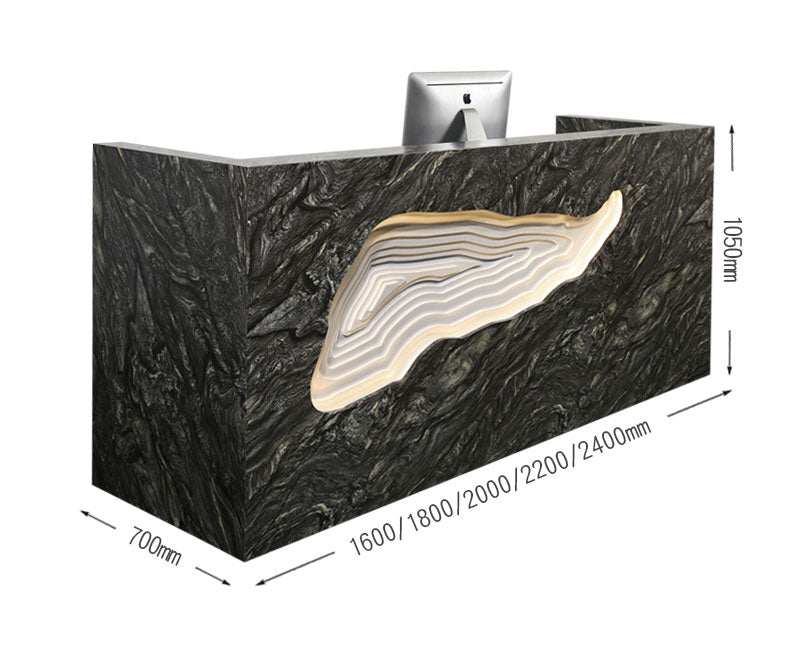 Illuminated INS Reception Desk Modern Design in Marble Laminated Offic ...