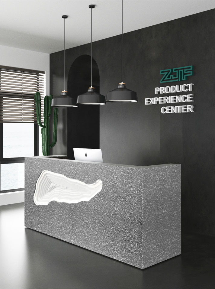 Illuminated INS Reception Desk Modern Design in Marble Laminated Offic ...