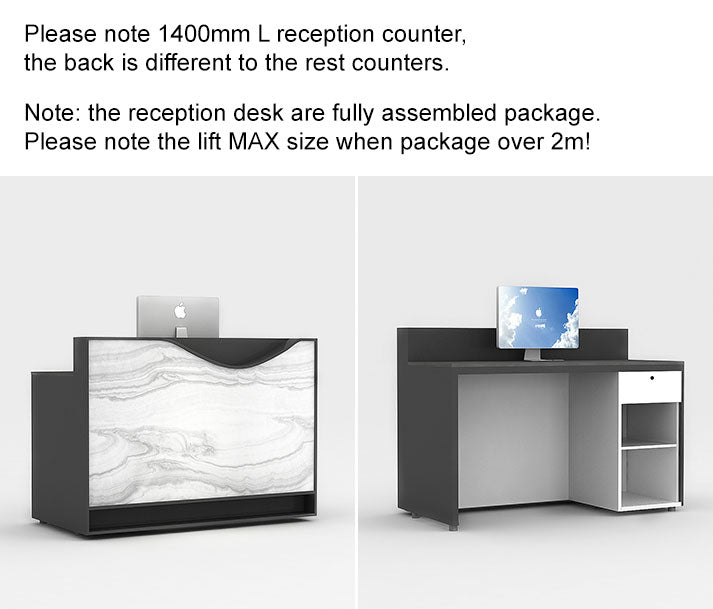 Modern Black Reception Desk Marble Laminated Front Desk Eco-friend Pan ...