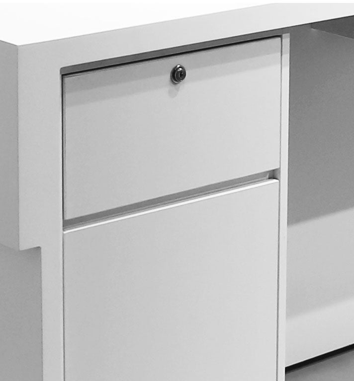 Modern White Reception Desk with Quartz Counter Geometric Reception De ...