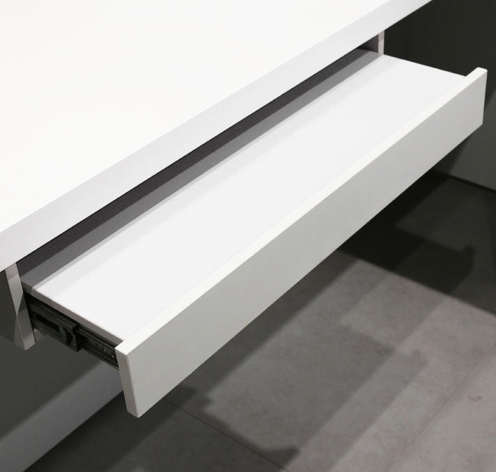 Modern White Reception Desk with Quartz Counter Geometric Reception De ...