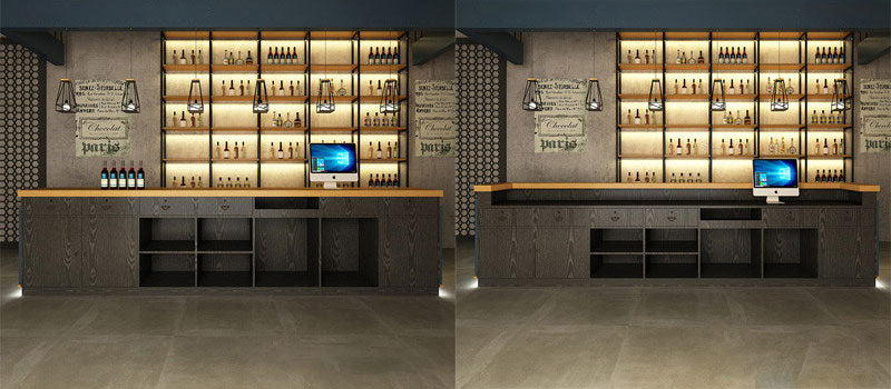 Retro bar wooden reception desk beauty barber shop front desk — M2 Retail