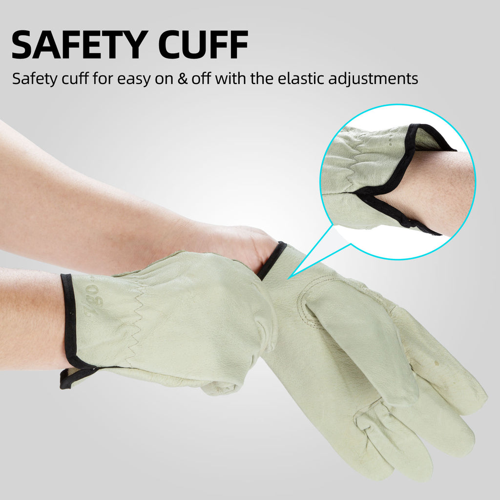 VGO 1 Pair Unlined Men's Pigskin Leather Work Gloves, Drivers Gloves