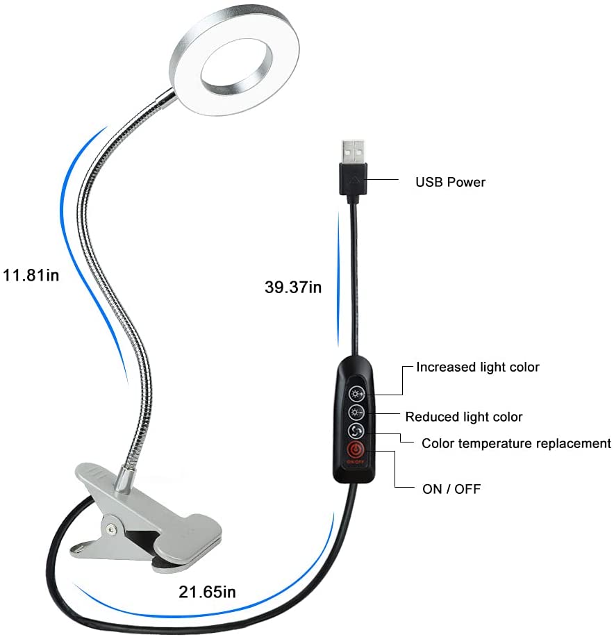 Desk Light USB Clip On Reading Light - Flexible LED Lamp For Laptop ...