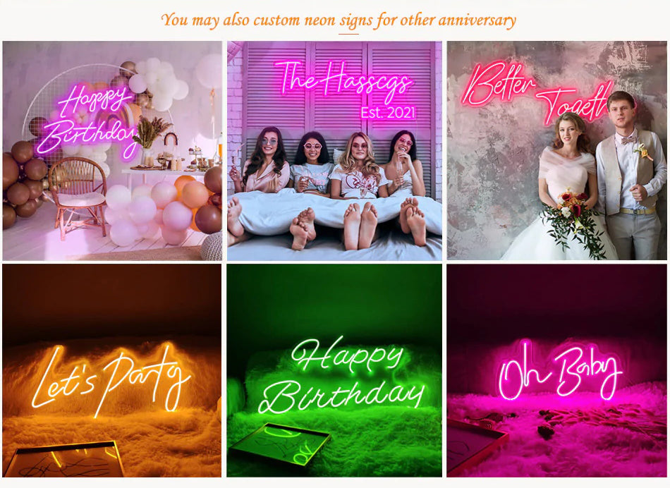 Birthday neon lights|birthday party theme led neon lights