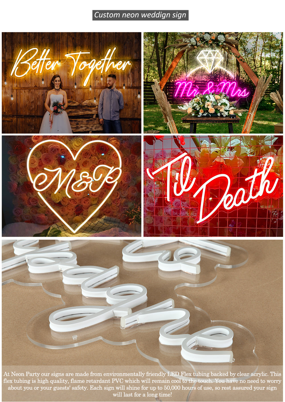 Neon Wedding Signs | Acrylic Wedding Signs Adelaide | Neon Party