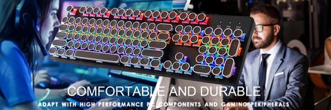 Basaltech Mechanical Gaming Keyboard with LED Backlit, 104-Key Black V