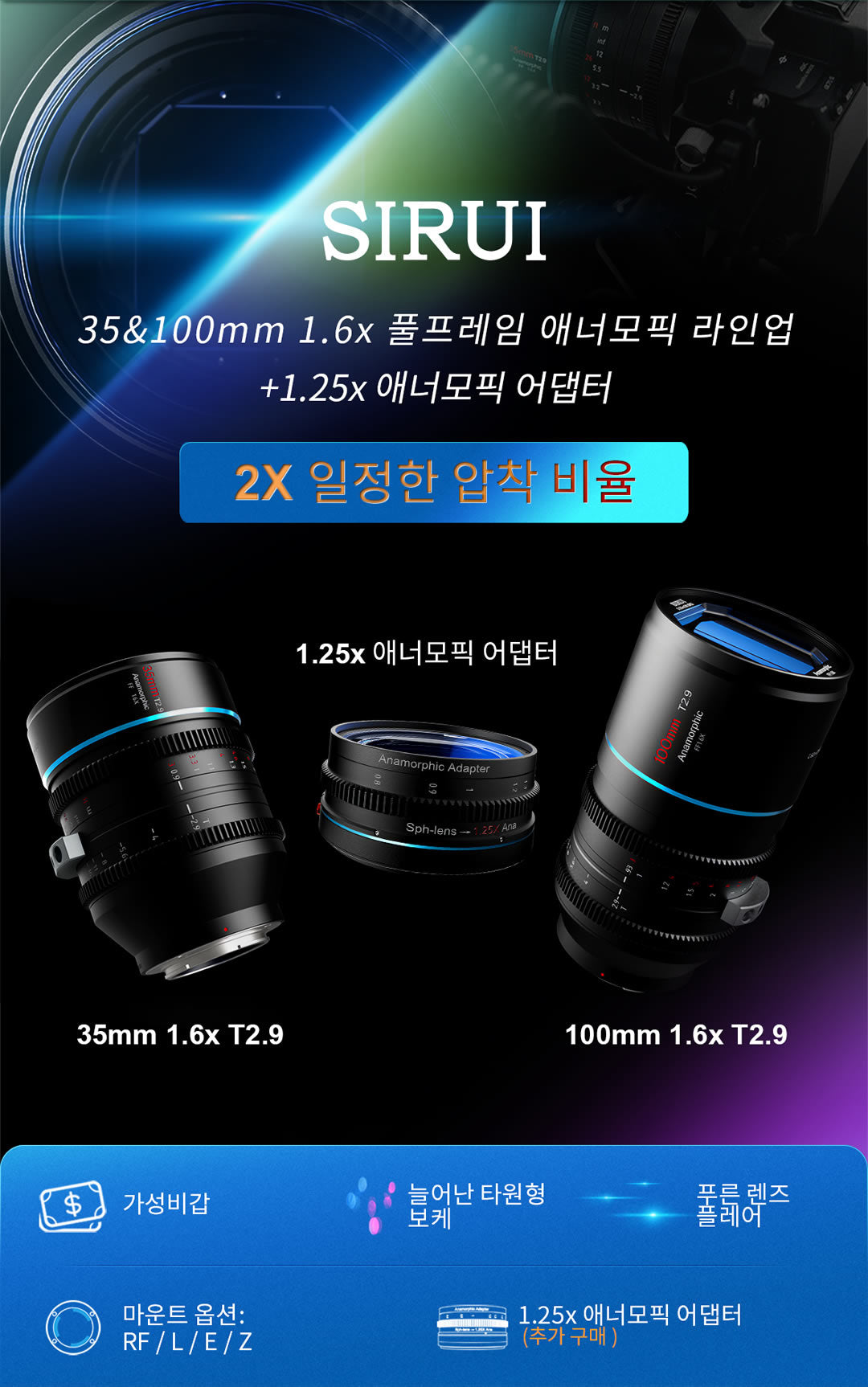 SIRUI Venus 35mm /100mm 1.6x Full-Frame Anamorphic Lenses - SIRUI ...