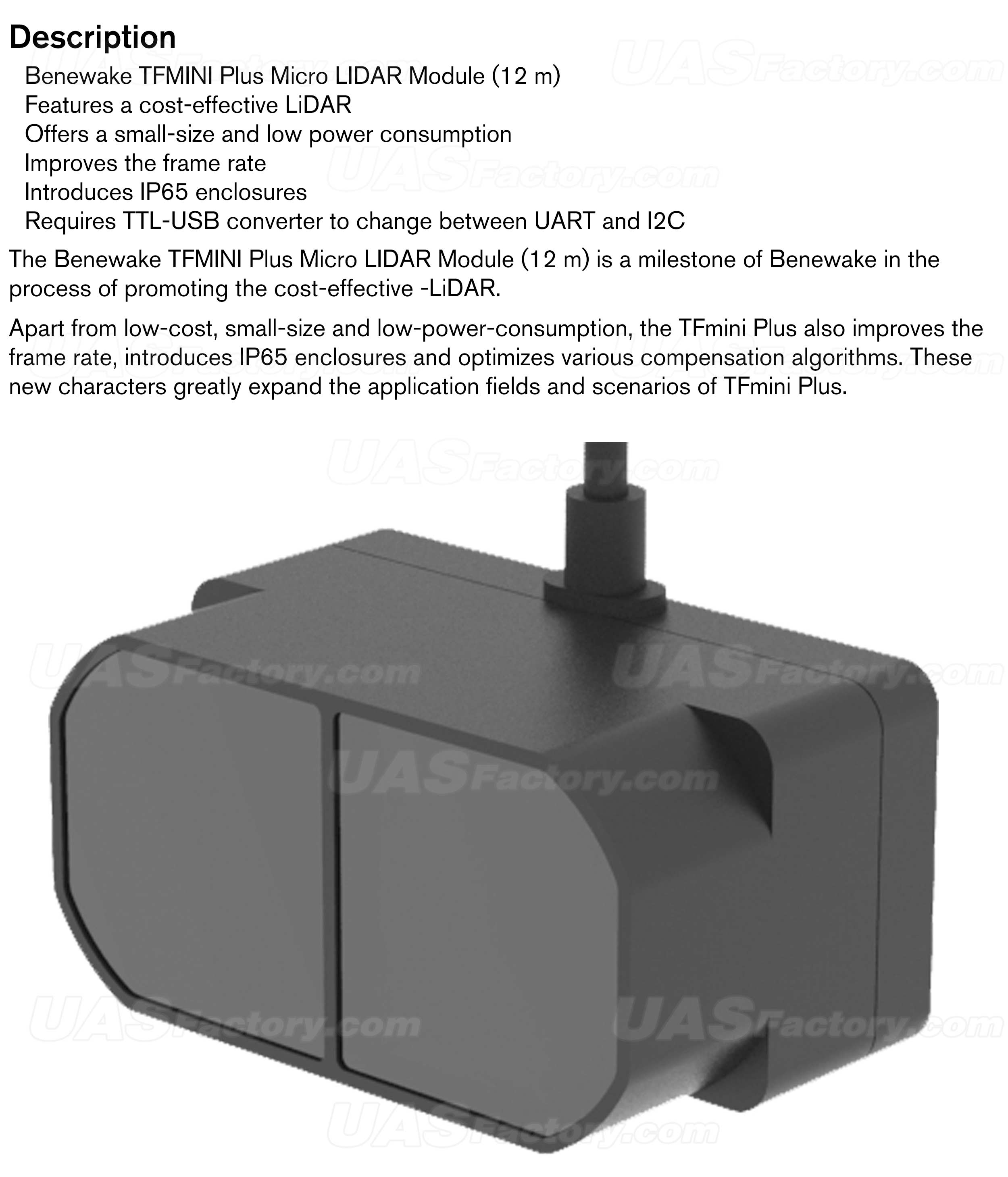 Benewake TFMINI Plus Micro LIDAR Module UART/I2C (12 m) – iNsightFPV