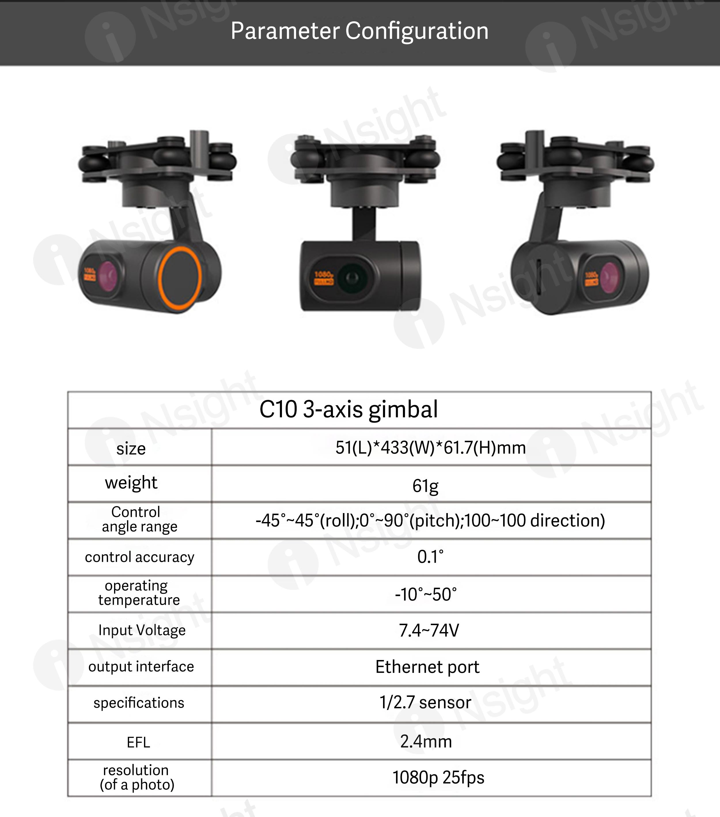 SkyDroid C10 Camera with LED/OAG/DG 1080P FPV PTZ Camera Gimbal Compat ...