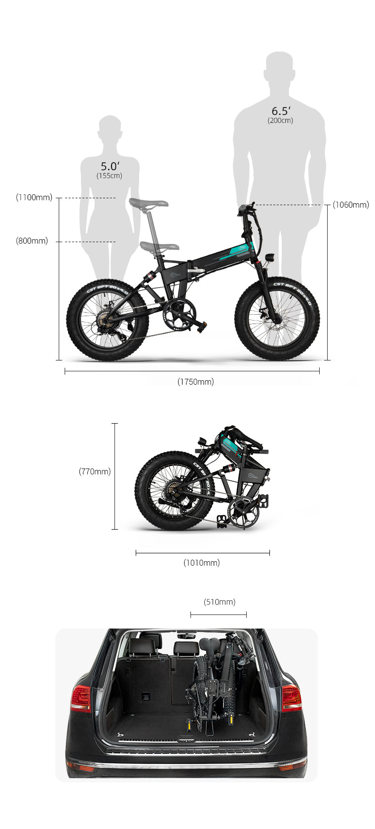 Fiido 500W Motor M1 Pro Folding Fat Tire Electric Mountain Bike