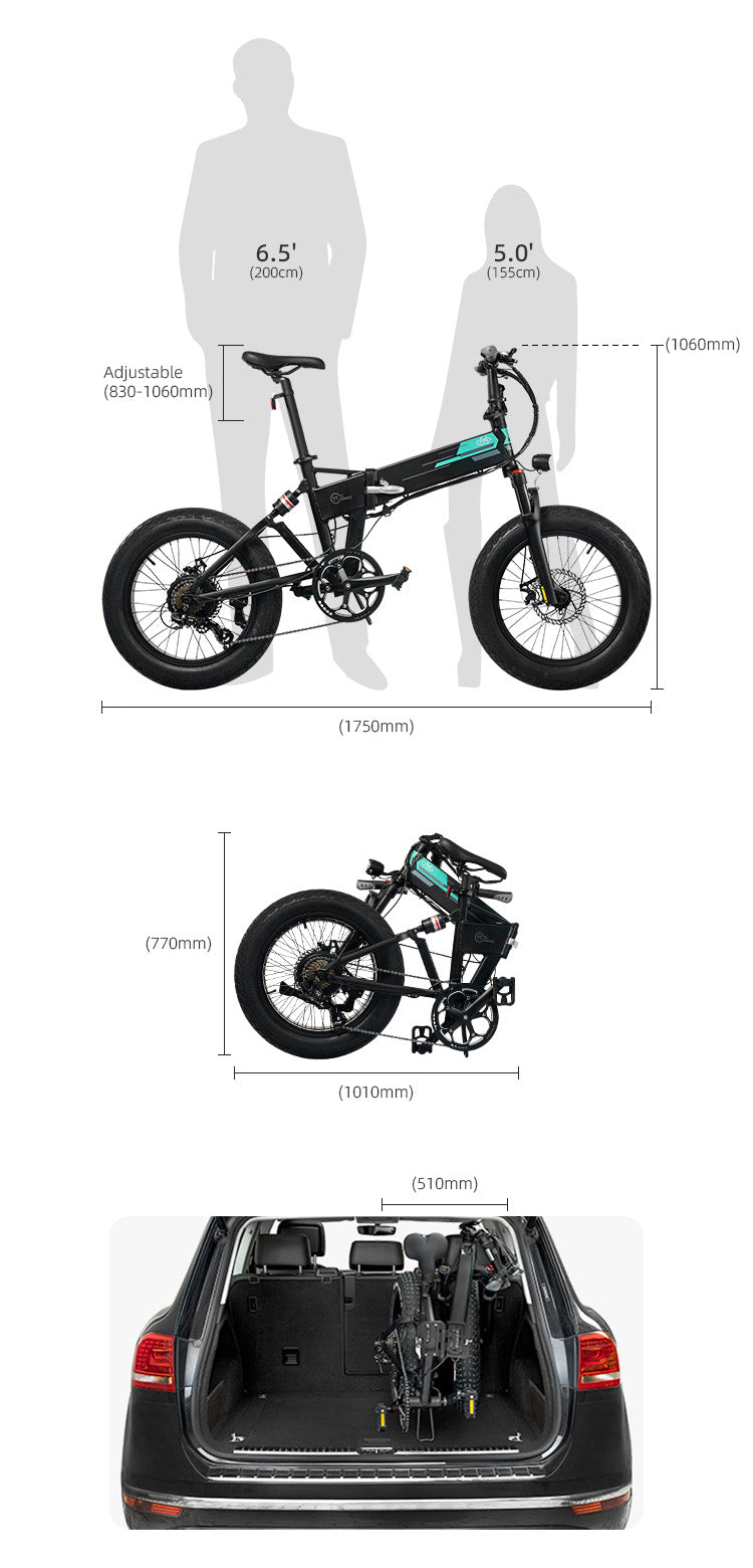 Fiido 500W Motor M1 Pro Folding Fat Tire Electric Mountain Bike