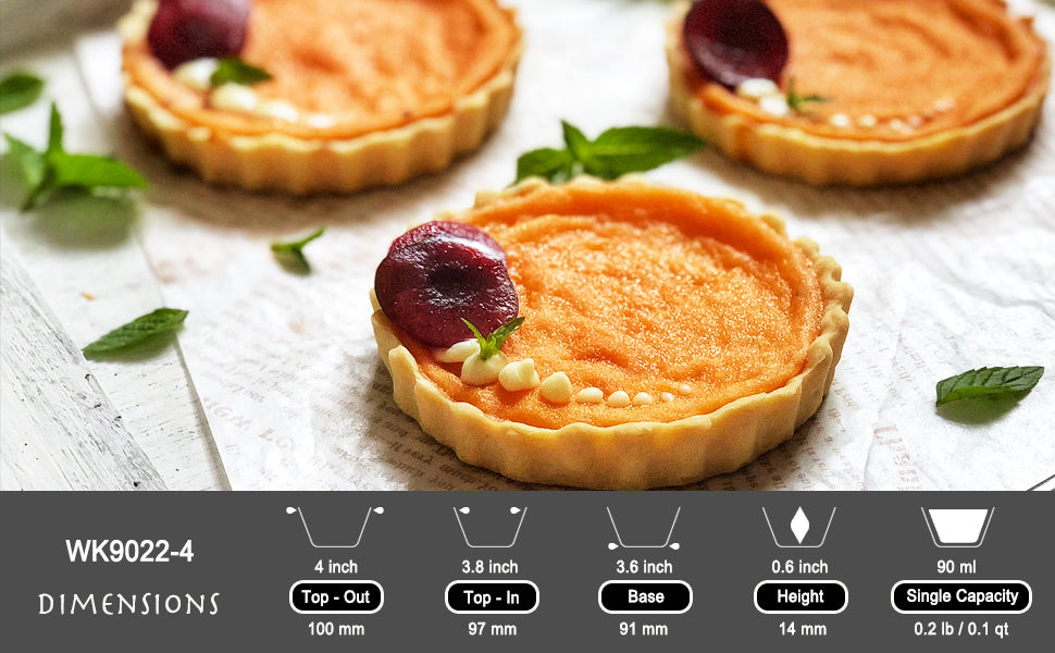 4" Mini Round Tart Pan Set 4Pcs - CHEFMADE official store