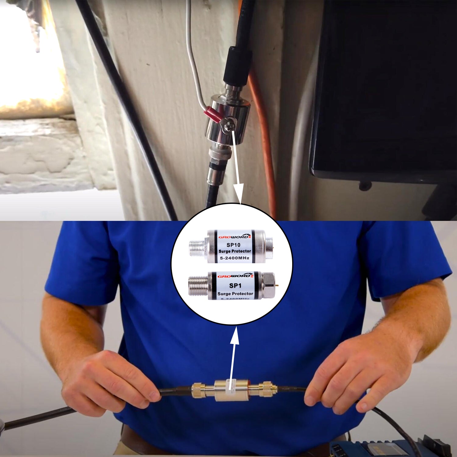 SP1 coaxial Surge Protector 4pcs Lightning Arrester,for Cable TV and S ...