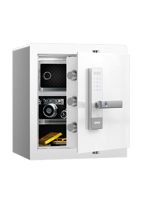 White Fingerprint Home Safe With Touchscreen Keypad, Deluxe Nightstand ...