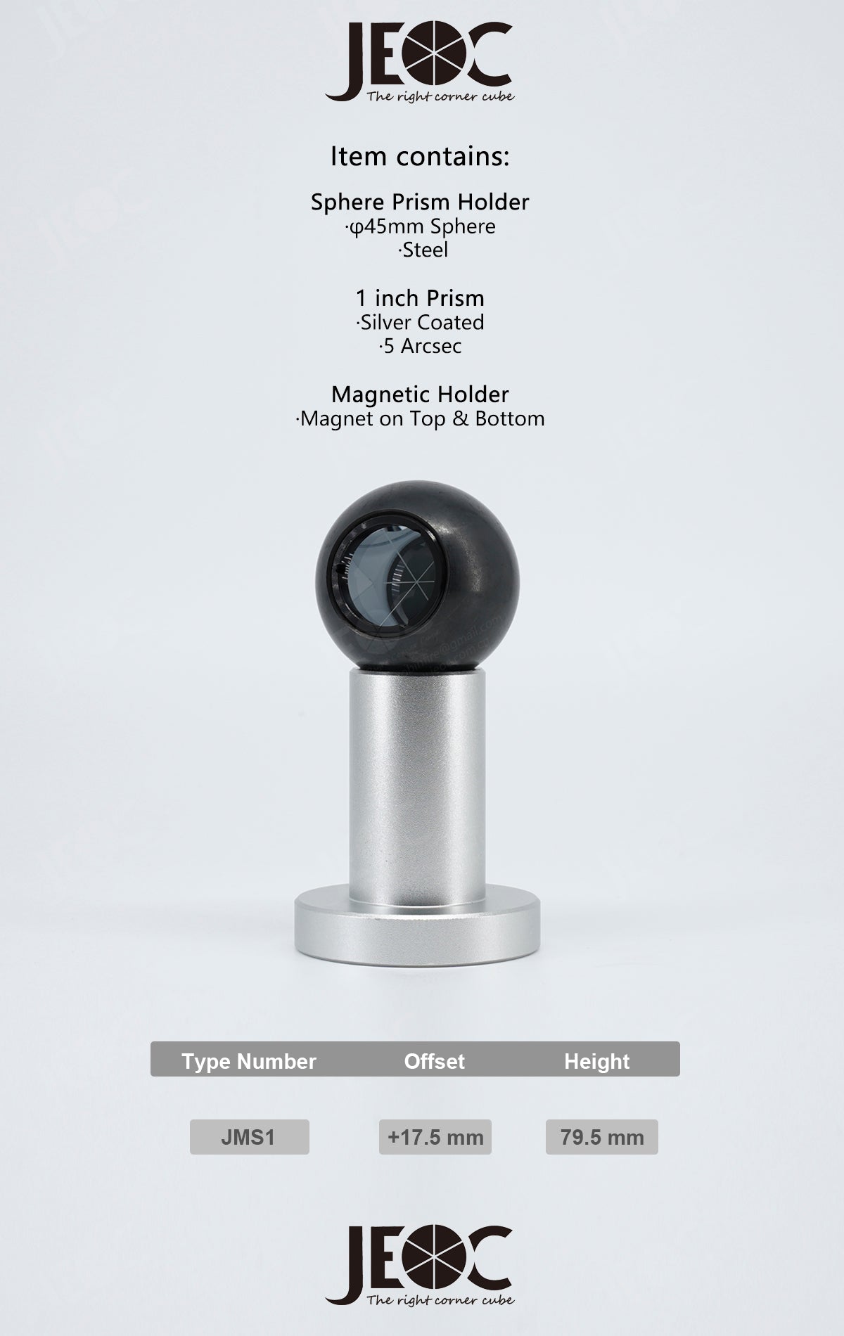 JEOC Spherical Monitoring Prism Set with Magnetic Pedestal for leica S ...