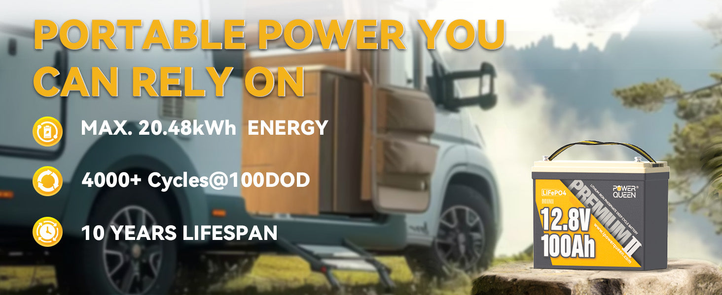 Power Queen 12V 100Ah Mini Lithium Battery - Power Queen US