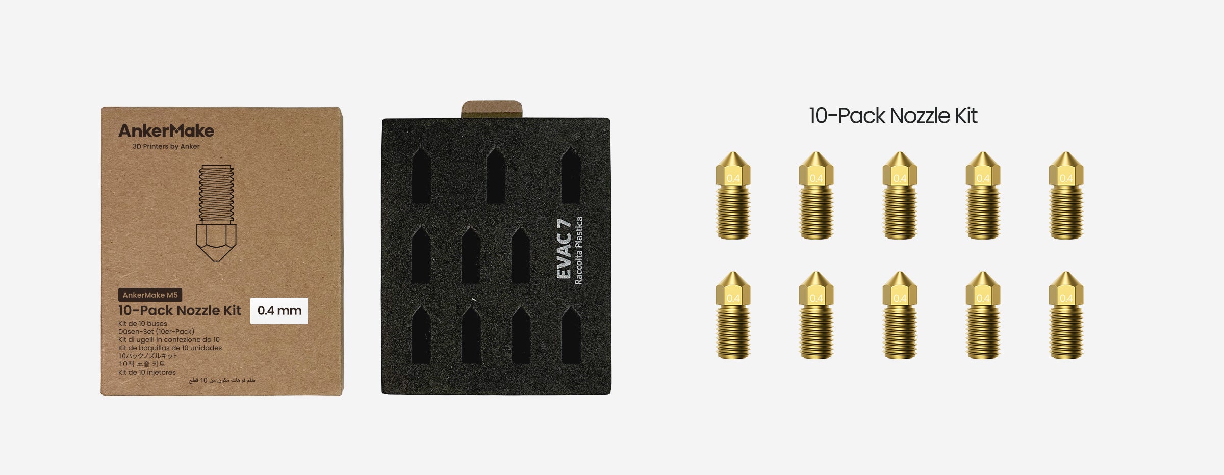 AnkerMake 10-Pack Nozzle Kit (0.4mm, M5/M5C) - Ankermake US