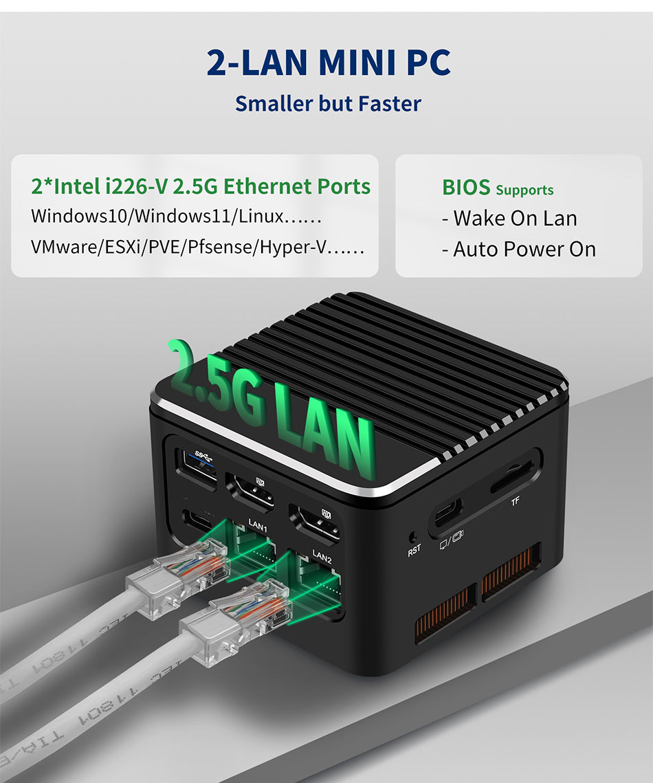 Miniroute M1 Mini PC, Intel N100/N200/i3-N305 Mini Desktop Computer Tr