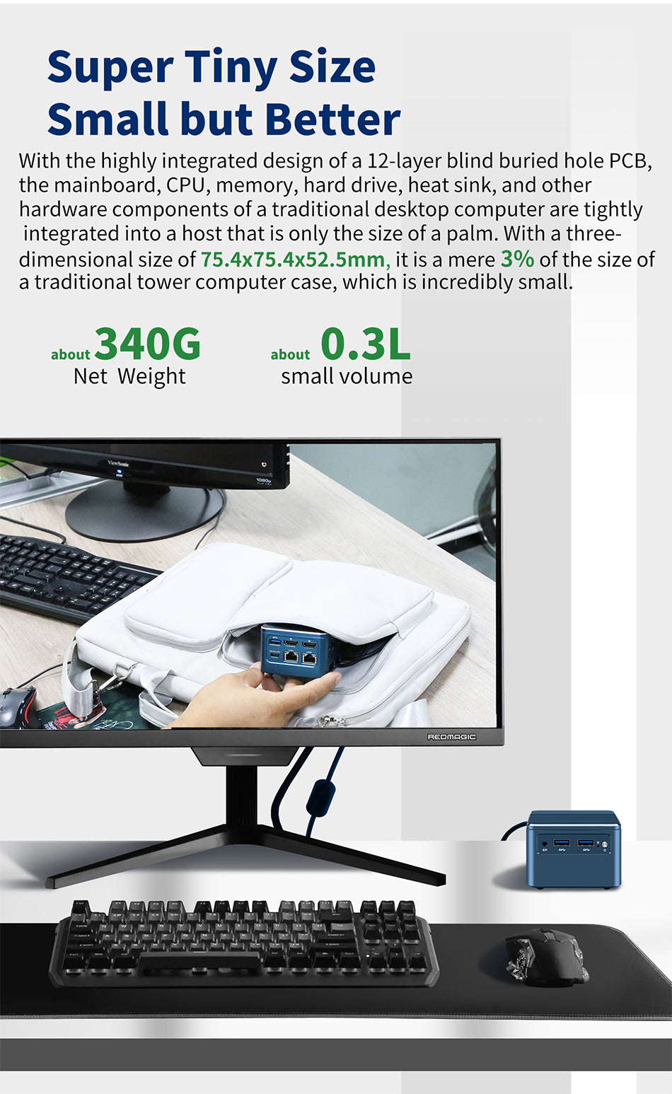 Miniroute M1 Mini PC, Intel N100/N200/i3-N305 Mini Desktop Computer Tr