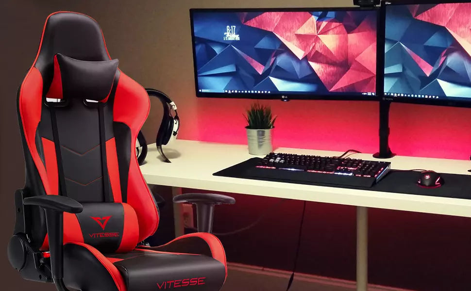 Vitesse Ergonomic Leather Gaming Chair, Reclining PC Gaming Chair