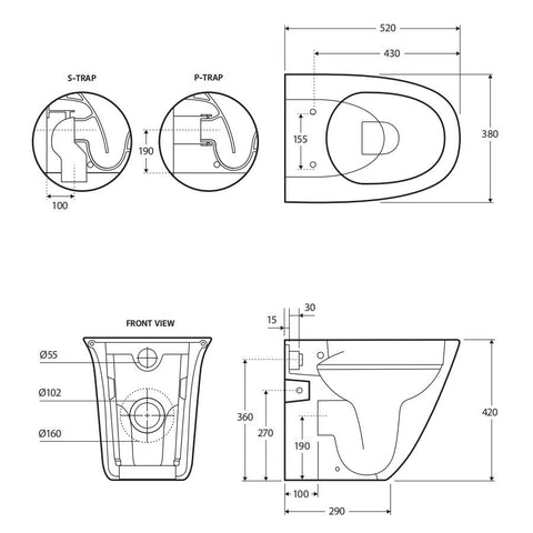 RAK Sensation Wall Faced Toilet Pan Rimless - MyHomeware