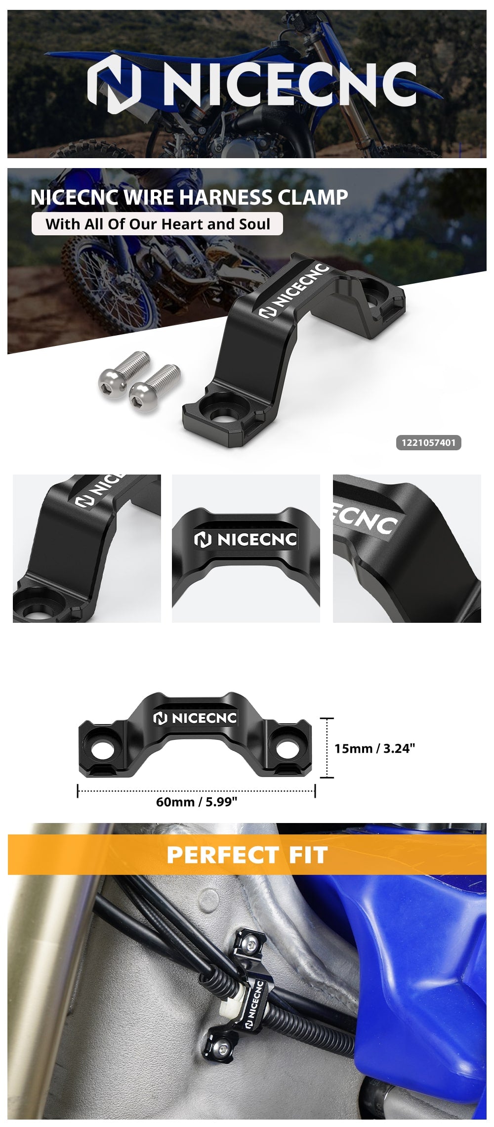 Wire Harness Clamp For Yamaha YZ125 YZ125X YZ250 YZ250X – Nicecnc