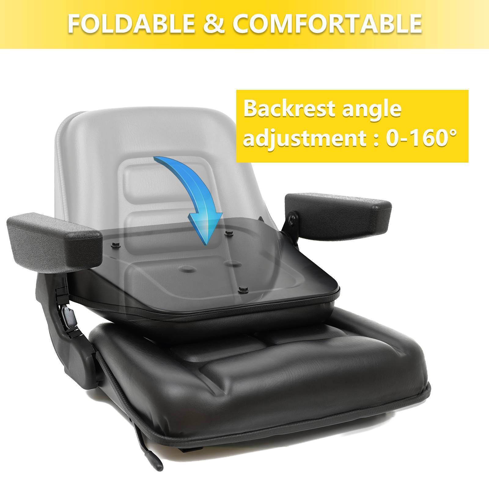 Universal Fold Down Forklift Seat with Adjustable Angle Back,Armrest,M ...