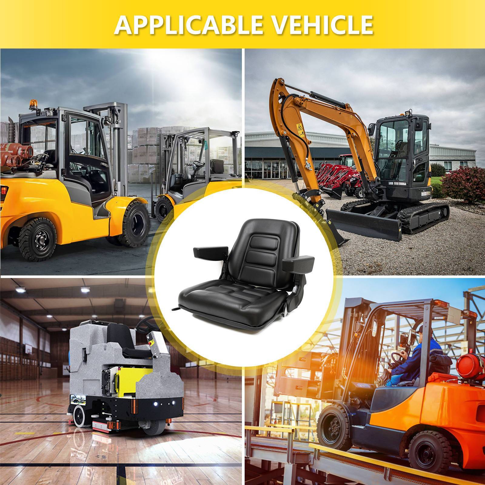 Universal Fold Down Forklift Seat with Adjustable Angle Back,Armrest,M ...