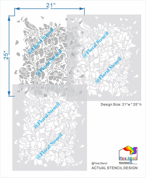 French Floral Damask Wall Stencil-0002 - FloralStencil