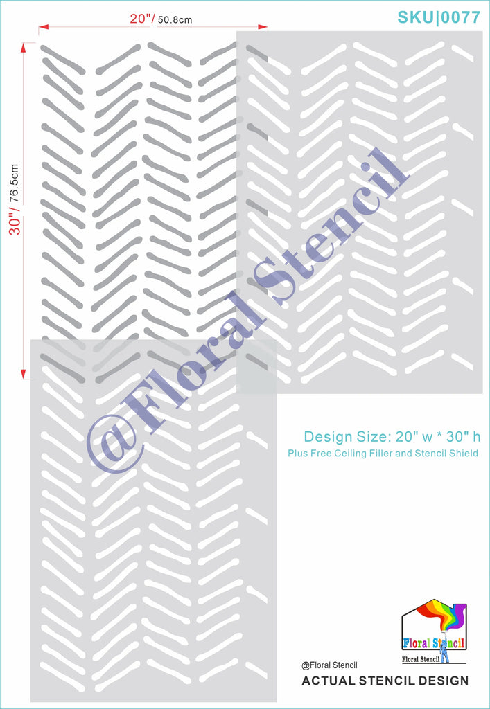 Herringbone Wall Stencil-FloralStencil - FloralStencil